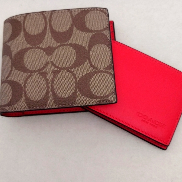 Coach | Bags | Coach Signature Coated Canvas Colorblock Mens Wallet ...